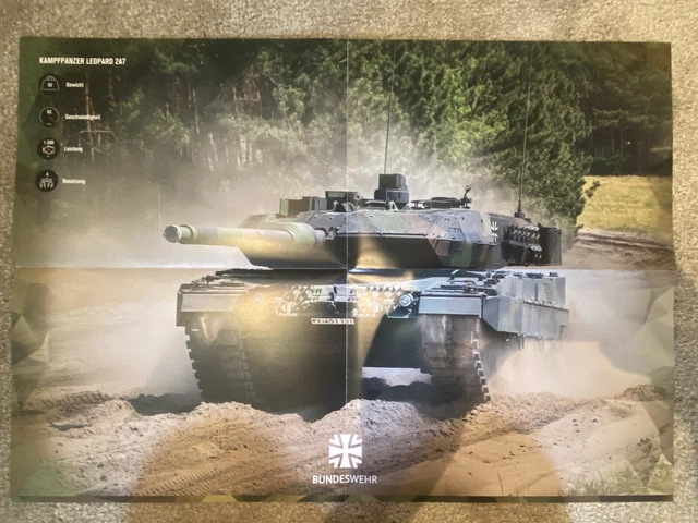 BUNDESWEHR POSTER: KAMPFPANZER Leopard 2A7; gefaltet, 59x42 cm EUR 2,00 ...