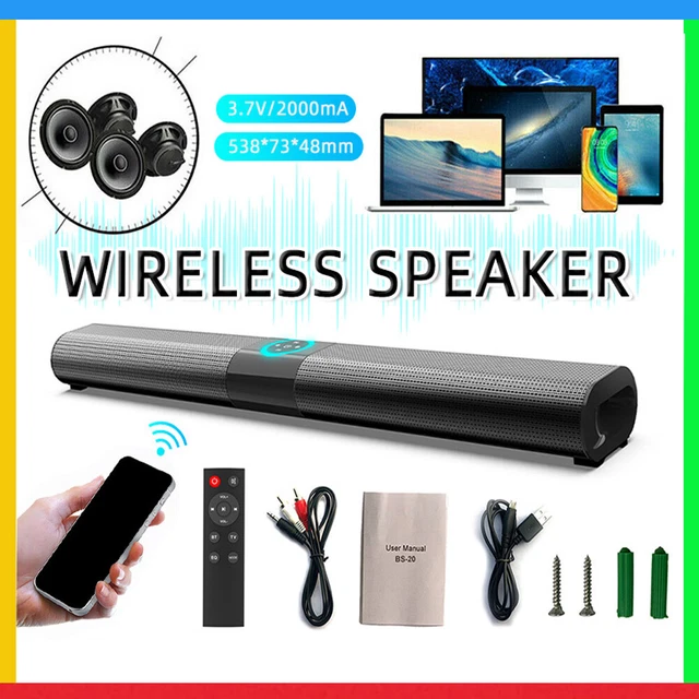 PORTABLE BLUETOOTH SOUNDBAR Wireless Theater Speaker TV 3D Surround ...