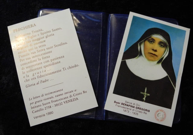 OLD ANTIQUE RELIC RELIQUE RELIQUARY PRAY HOLYCARD St. Serafina Gregoris ...