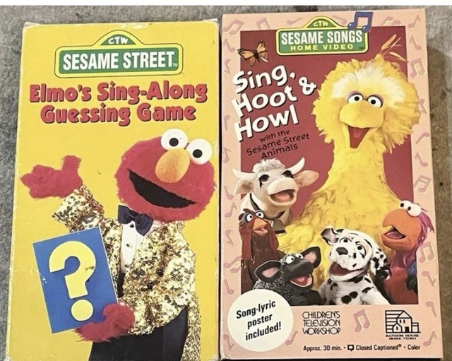 SESAME STR.ELMO’S SING ALONG GUESSING GAME+ SING, HOOT AND HOWL 2 VHS ...
