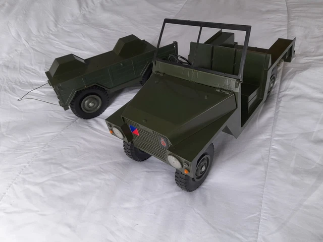 VINTAGE ACTION MAN LAND ROVER & FLATBED TRAILER 1973 Palitoy Army ...
