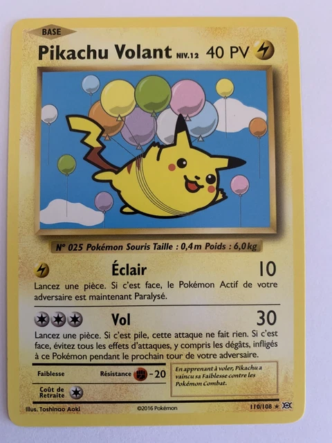 CARTE POKEMON PIKACHU VOLANT 110/108 Secrète Rare XY12 EVOLUTIONS FR EUR 4,50 - PicClick FR