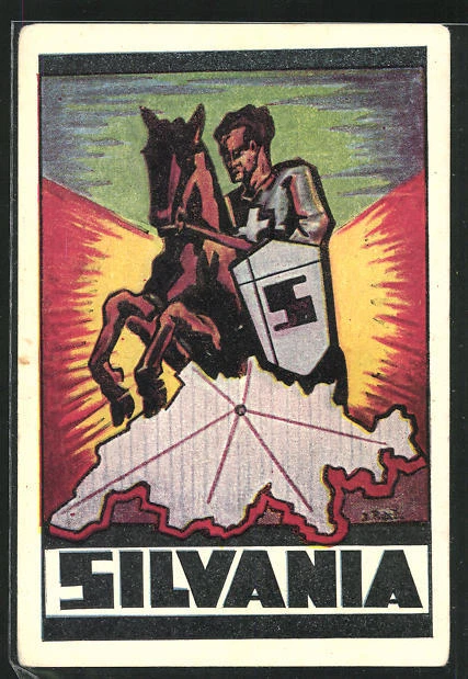 KÜNSTLER-AK SILVANIA, REITER mit Wappen und Landkarte EUR 4,00 ...
