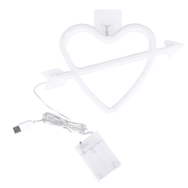 HEART LIGHT UP Sign LED Cupid's Bow Sign Neon Hanging Sign Girl £12.15 ...