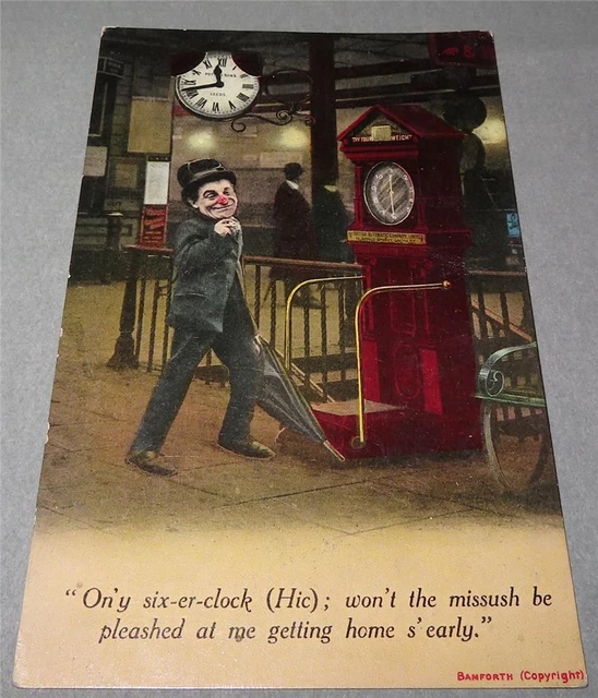 VINTAGE COMIC POSTCARD Drunk Man At Railway Station Bamforth 1912 113 £ ...