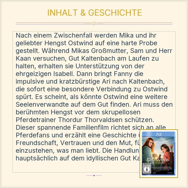 OSTWIND - ARIS Ankunft Blu-Ray Familienfilm Pferdeabenteuer FSK 0 EUR 5 ...