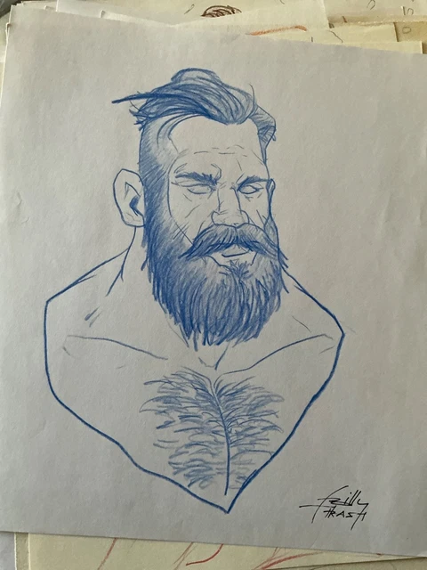 HALS78 MUSCLE hunk figure drawing illustration Billy thrash beefcake ...