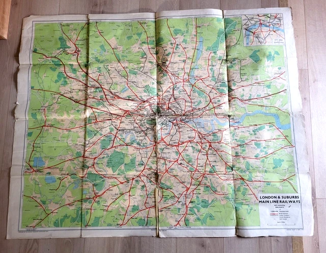 LONDON & SUBURBS Main Line Railways Poster Map Quad Royal £70.00 ...