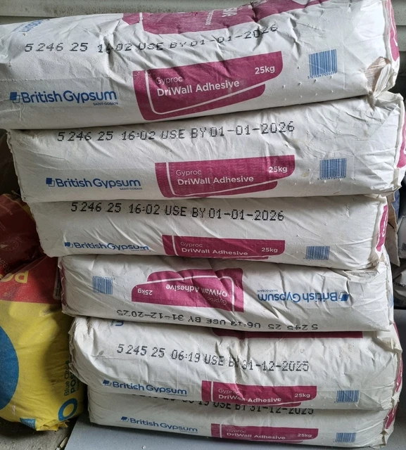 6 X BRITISH Gypsum Gyproc DriWall Adhesive 25kg £44.36 - PicClick UK