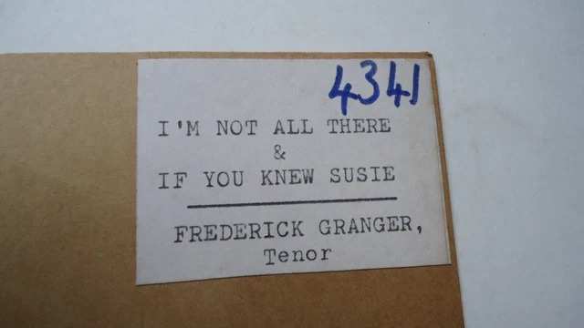 FREDERICK GRAINGER 78 Record Grade V+ "If You Knew Susie & I'm Not All ...