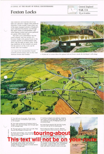 FOXTON LOCKS LEICESTERSHIRE Vintage Walking Route & Map circa 1975 #114 ...