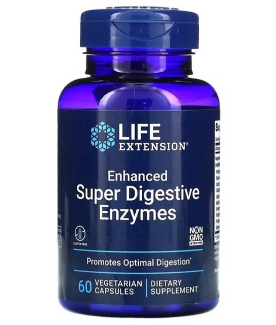 LIFE EXTENSION ENHANCED Super Digestive Enzymes - 60 Vcaps - Digestion ...