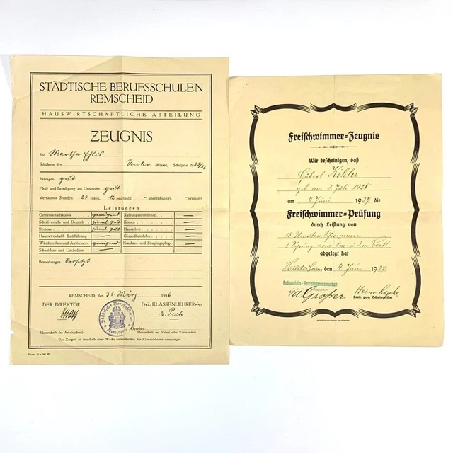 ALTE DEUTSCHE DOKUMENTE Lot von 17 Bescheinigung Geburtsurkunde Zeugnis ...