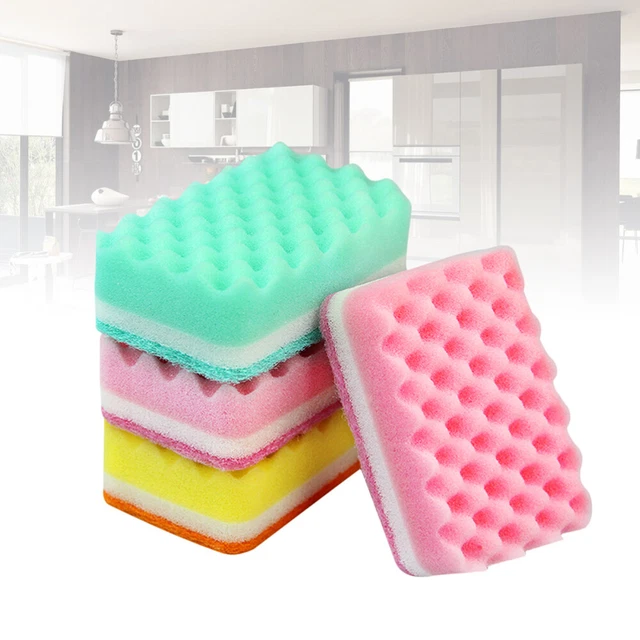 10PCS HIGH DENSITY Small Wave Multi-Use Cleaning Sponges Non-Scratch ...