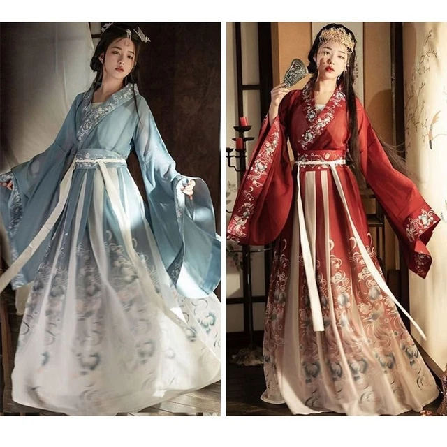 POLYESTER RED HANFU Dress Set 2Colors Costume Stage Hanfu Women EUR 36 ...
