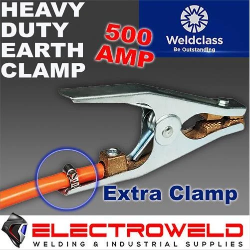 WELDCLASS 500A EARTH Clamp Heavy Duty Welding, Cable Lug Spring Loaded ...
