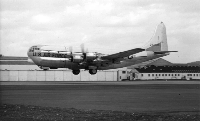 USAF, BOEING C-97D Stratofreighter, 0-59595 at Prestwick, 1962 - B&W ...