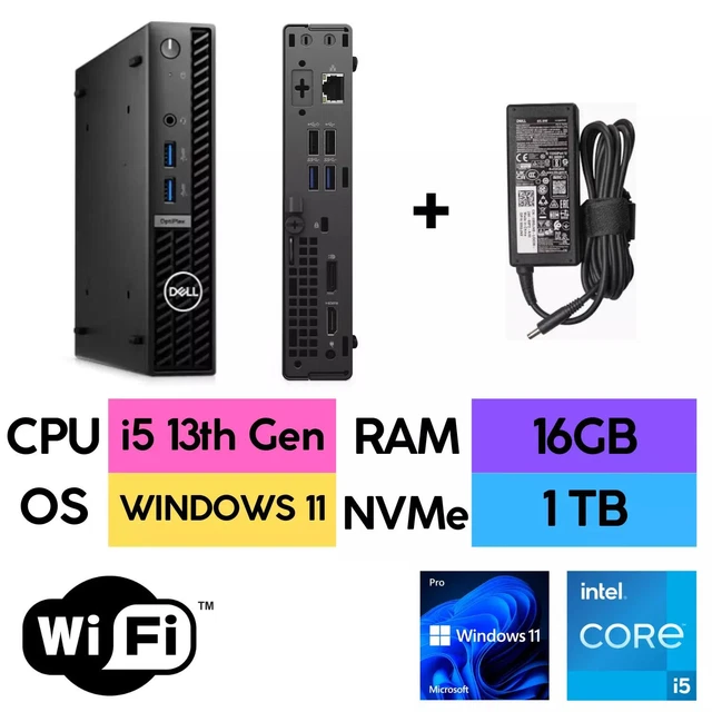DELL OPTIPLEX 7010 Micro i5 13th Gen 16GB RAM 1TB NVMe SSD Windows 11 ...