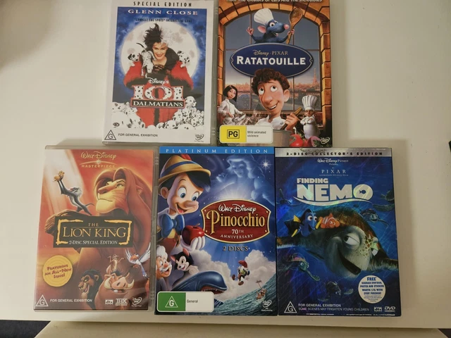 LION KING, PINOCCHIO, 101 Dalmatians, Finding Nemo, Ratatouille DVD ...