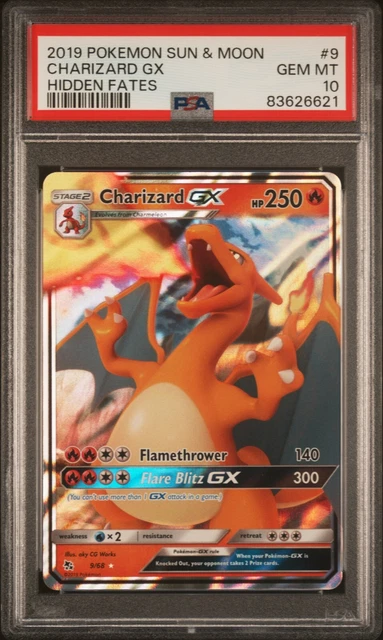 CHARIZARD GX - Ultra Rare - 9/68 - Hidden Fates - Graded PSA 10 ...