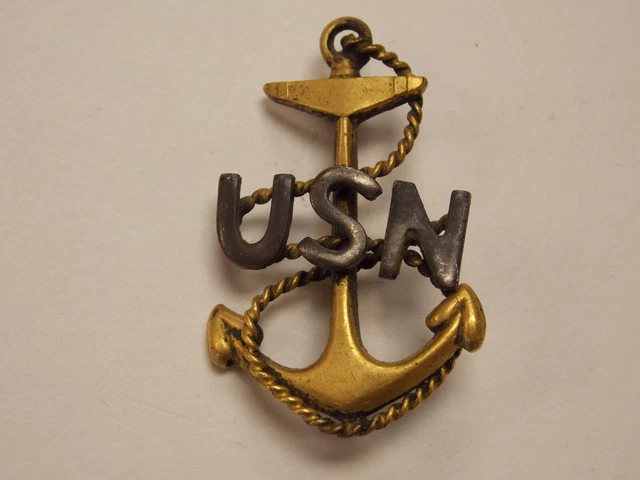 WW1 USN US NAVY CHIEF PETTY OFFICER CPO CAP HAT BADGE Insignia Pin ...