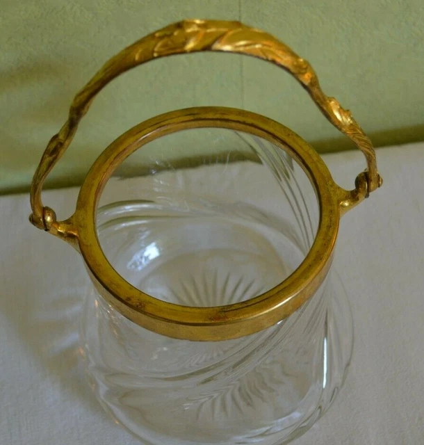SEAU À BISCUITS Cristal Taillé Monture Dorée Art Nouveau EUR 90,00 ...