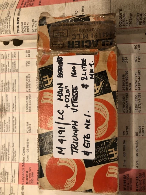 TRIUMPH VITESSE GT6 early 2000 mk1 stanpart engine bearings £29.50 ...