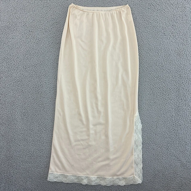 VINTAGE HALF SLIP Small Medium Long Side Slit USA Made Midi Maxi Duster ...