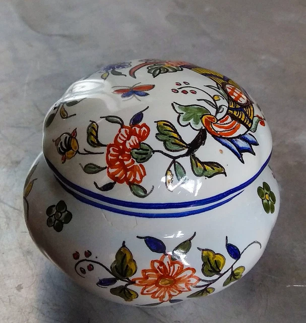 BONBONNIÈRE FAÏENCE DÉCOR Rouen signé EUR 20,00 - PicClick FR