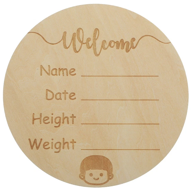 BIRTH ANNOUNCEMENT SIGN Round Wooden Baby Announcement Sign Newborn ...