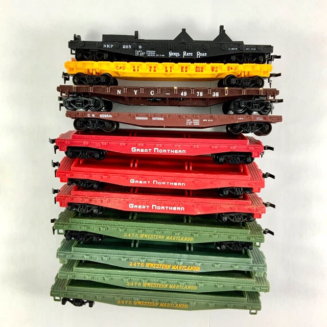 VINTAGE HO SCALE Model Railroad Flat Train Cars Various Lot of 11 $16. ...
