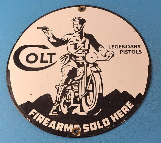 VINTAGE COLT PORCELAIN Revolvers & Pistols Guns Firearm Service Gas ...