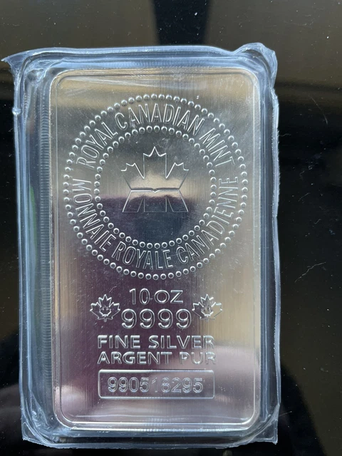 10 OZ ROYAL Canadian Mint RCM .9999 Silver Bullion Bar $470.00 ...