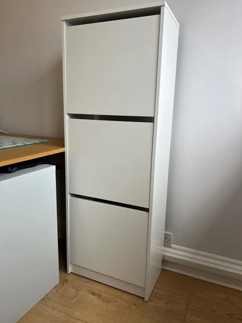 IKEA BISSA SHOE cabinet with 3 compartments, white, 49x28x135 cm £25.00 ...