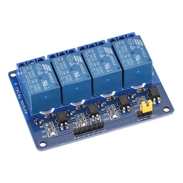 RELAY MODULE 4 Channel 24V Low Level Trigger Module Blue Relay Module ...
