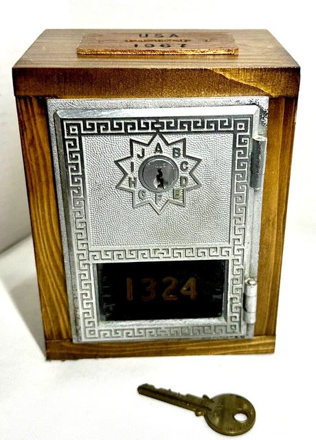 VINTAGE USPS MAILBOX Door Wood Bank with Key Handcrafted in Georgia in ...