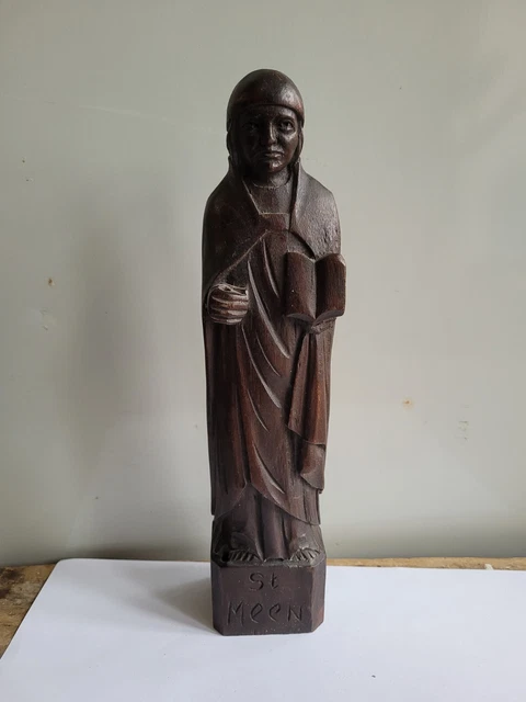 STATUE RELIGIEUSE SAINT MEEN en bois sculpté Saint guérisseur Bretagne 26cm EUR 40,00 - PicClick FR