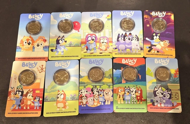 🎈2024 BLUEY $1 Dollar Bluey Bucks Privy Mark Coin Card Set of 10 IN ...