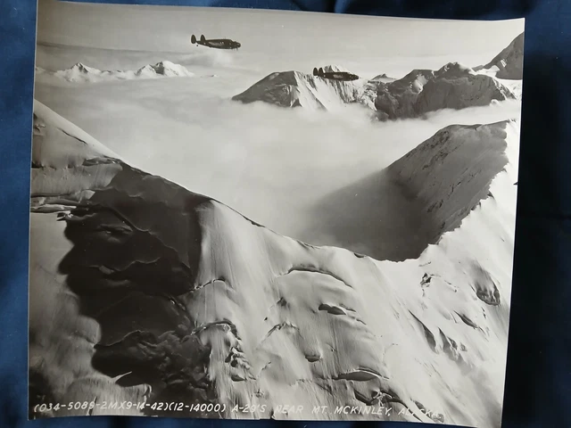 B&W PHOTOS WW2 II Air Corps mapping squadron planes flying near Mt ...