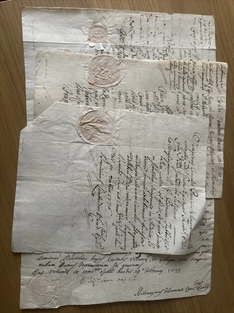DOCUMENTI ANTICHI XVII Secolo-Lotto Di 4 Documenti Religiosi Con Timbri ...