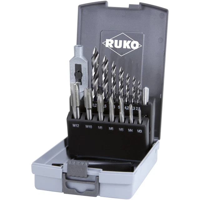 RUKO HAND TAP Set M3-M12 DIN 352 15-Piece HSS FLOWSTEP® £88.64 ...