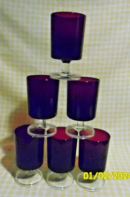 C3/LUMINARC ARC 6 Verre A Eau Modele Cavalier Ruby Rouge Parfait Etat ...
