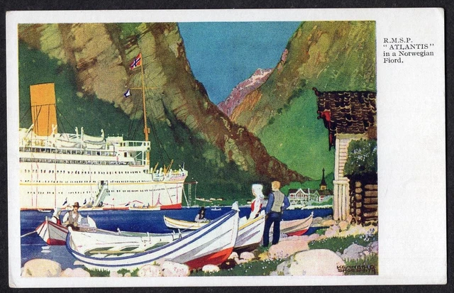 ARTIST SIGNED KENNETH Shoesmith Postcard Royal Mail Line Rms Atlantis ...