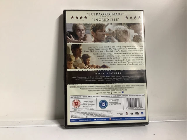 THE IMPOSSIBLE DVD 2013 Rated 12 Ewan McGregor Naomi Watts New Sealed ...
