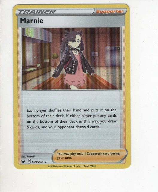 MARNIE TRAINER SWORD & Shield Rare Holo-Foil Pokemon Card 169/202 Nm/M ...