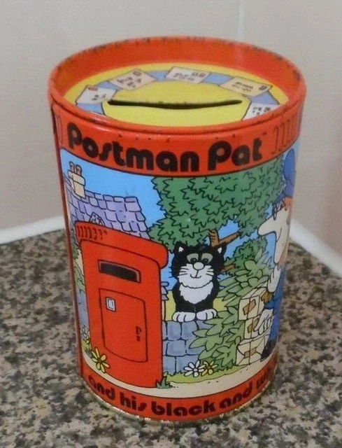 POSTMAN PAT AND His Black And White Cat Cylinder Shaped Money Box 1998 ...