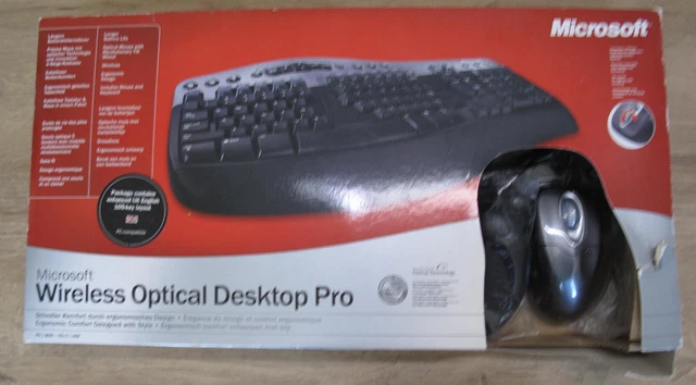 MICROSOFT WIRELESS OPTICAL Desktop Pro Ergonomic keyboard and mouse £18 ...