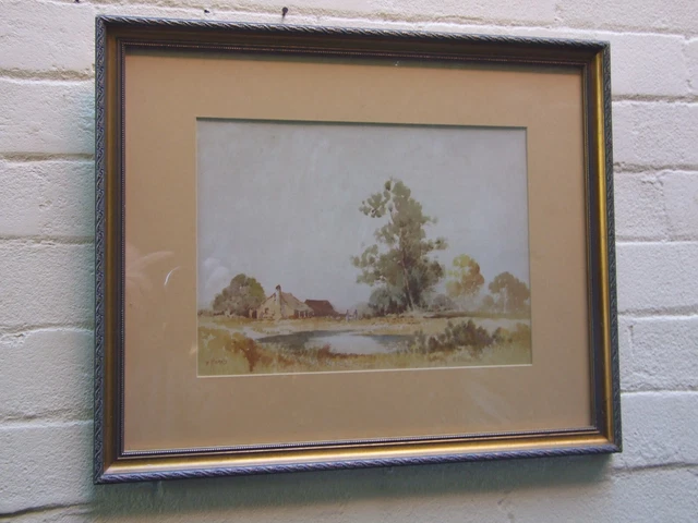 E. HARRIS ORIGINAL Watercolour Australian Artist ''Country Cottage ...