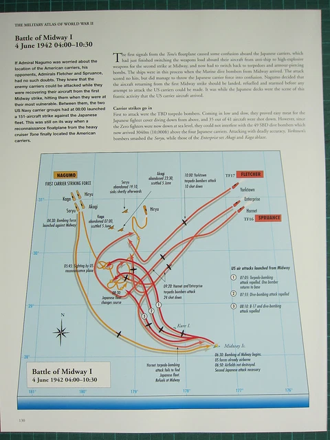 WW2 WWII MAP ~ Battle Of Midway 4 Jun 1942 Morning Nagumo Fletcher ...