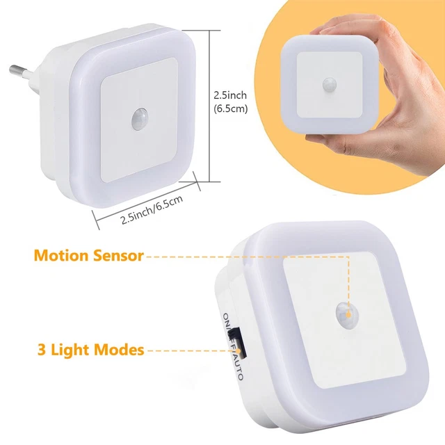 DUSK TO DAWN Motion Sensor Plug-in LED Night Lights Stair Hallway ...